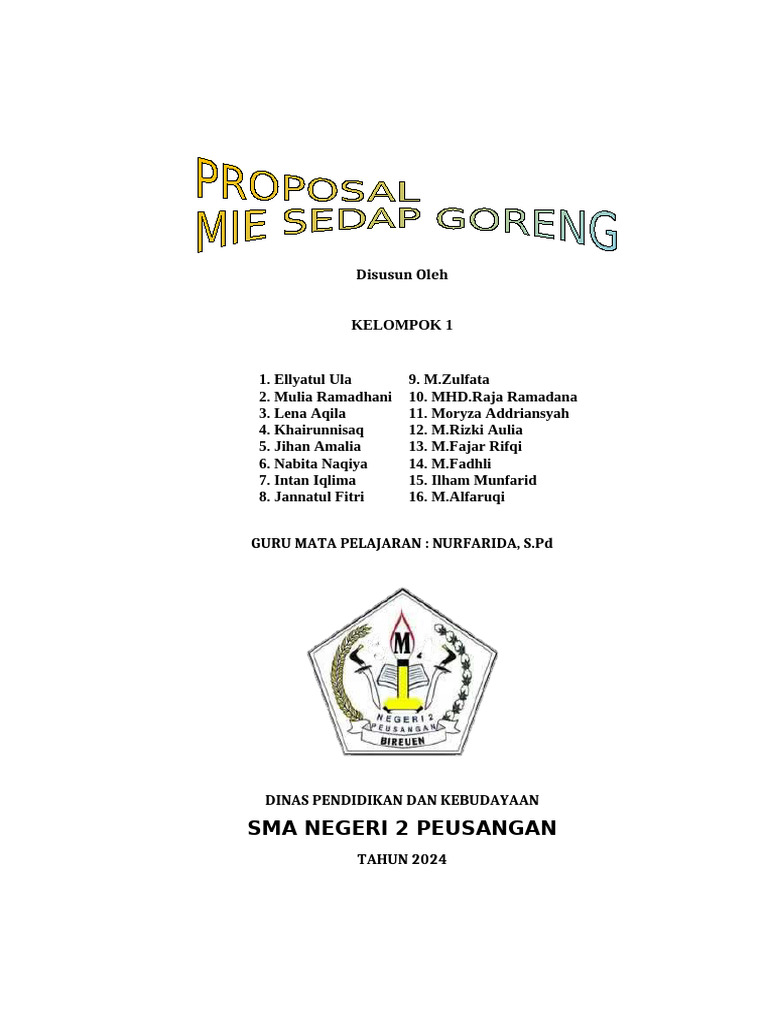 PROPOSAL MIE SEDAP GORENG | PDF