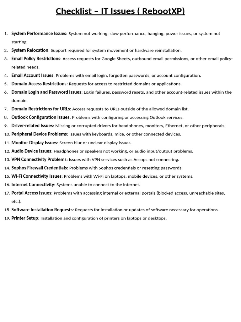 02 - IT Issues Checklist | PDF