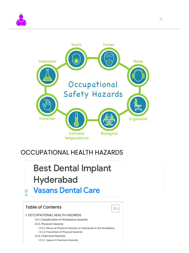Occupational Health Hazards | PDF