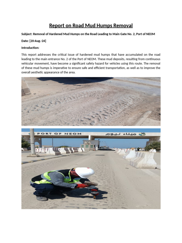 Report On Road Mud Humps Removal | PDF