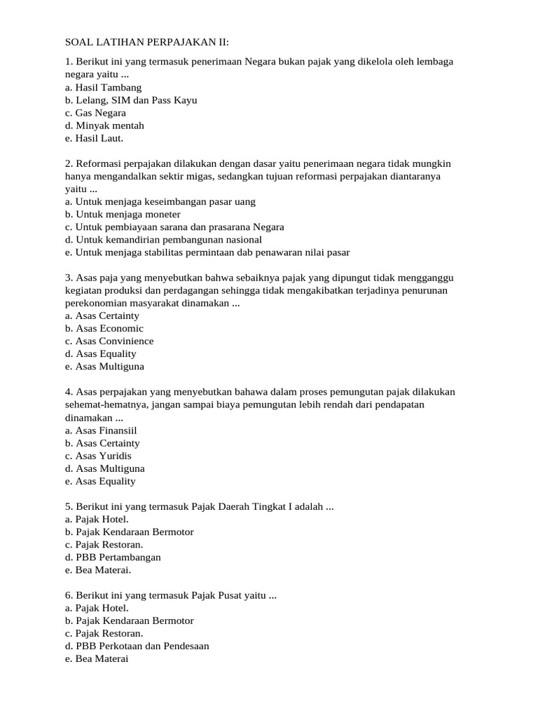 Soal Latihan Perpajakan Ii | PDF