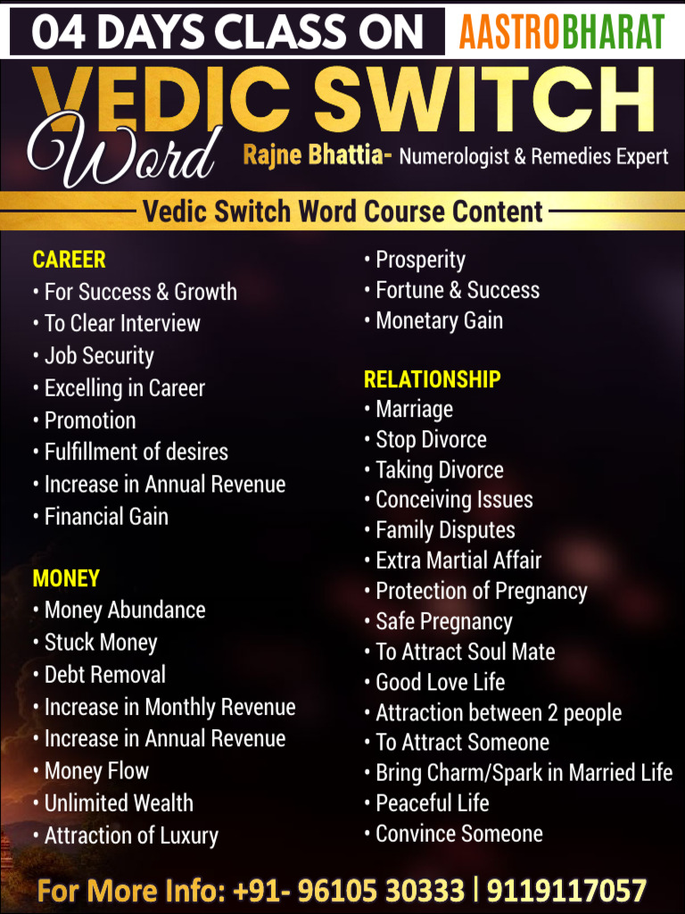 AASTROBHARAT_Vedic Switch Word Course Content | PDF