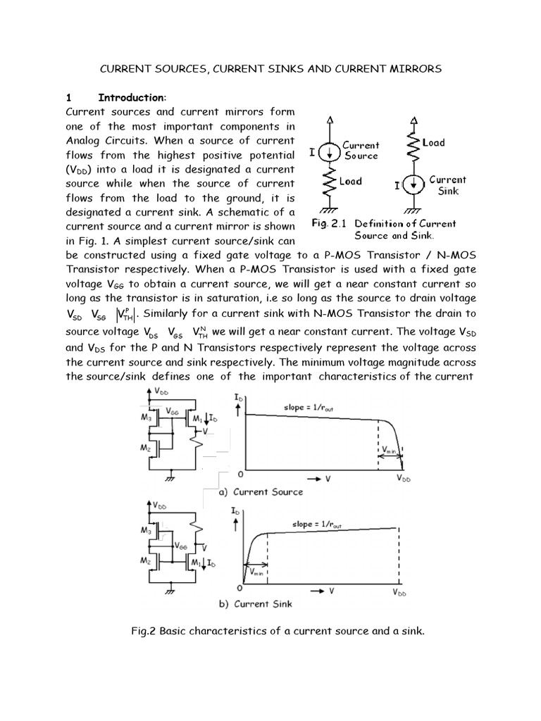 Current Sources, Current Sinks & Current Mirrors | PDF