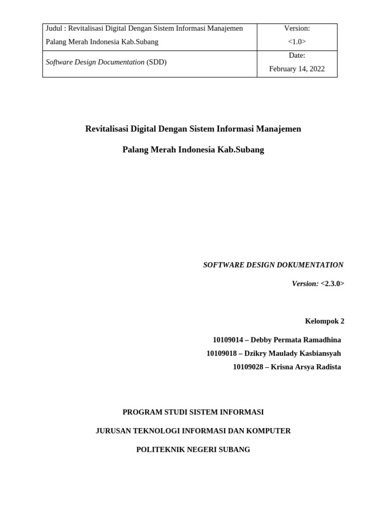 Software Design Description (SDD) | PDF
