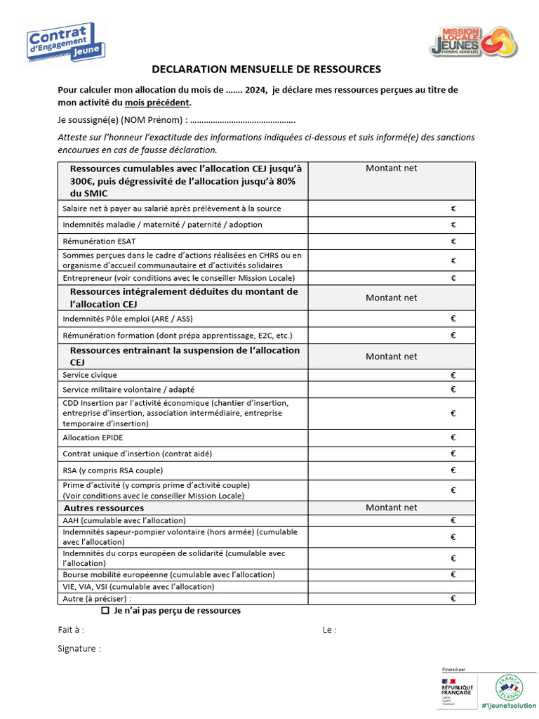 Cej-Declaration Mensuelle Activite Au 2906 | PDF