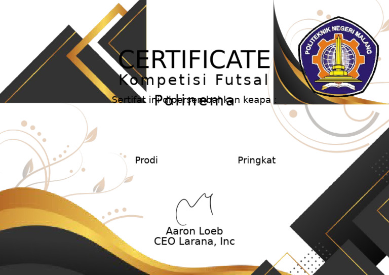 Black Gold Modern Elegant Certificate of Competition Certificate | PDF