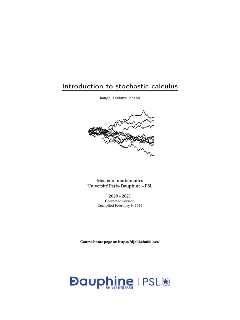 m2 Stochastic Calculus Course 2020 2021 | PDF