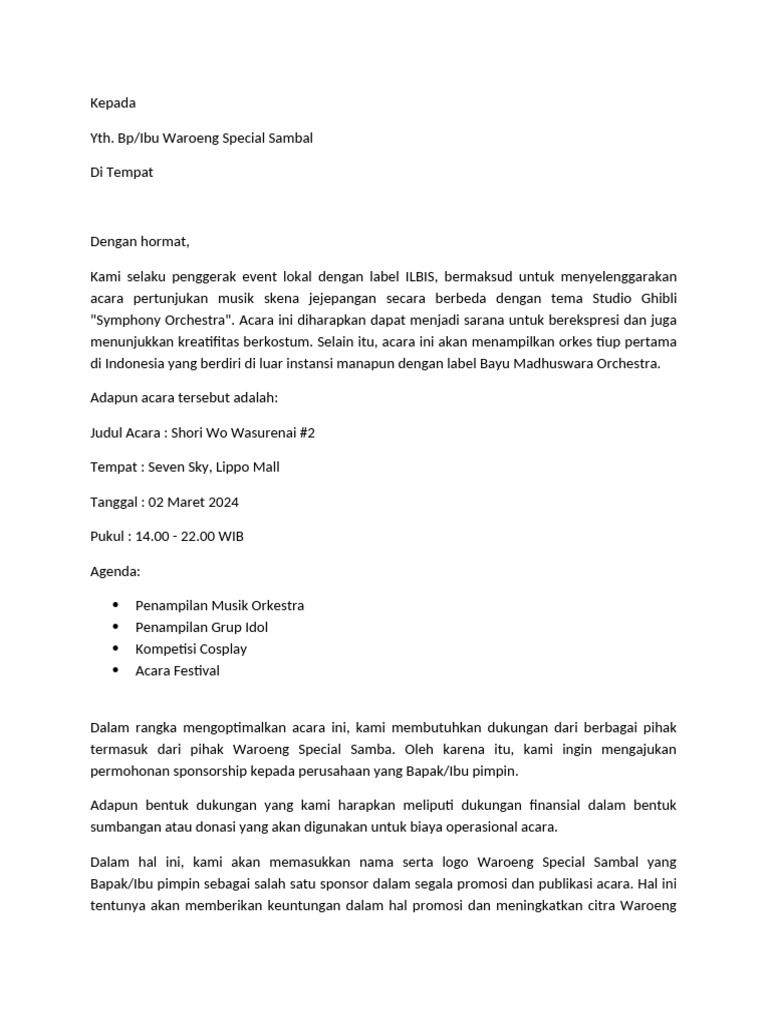 Surat Pengantar Waroeng SS | PDF