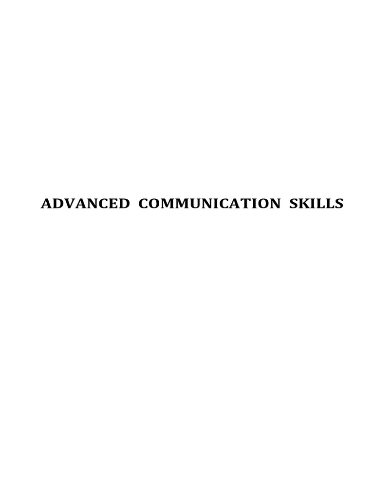 Advanced Communication Skills | PDF