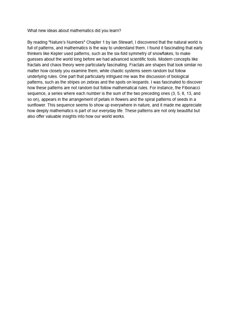 Reflection On Ian Stewart's Chapter 1, Nature's Number | PDF