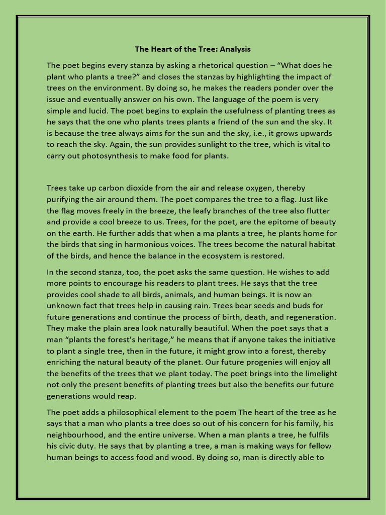 The Heart of The Tree Poem | PDF