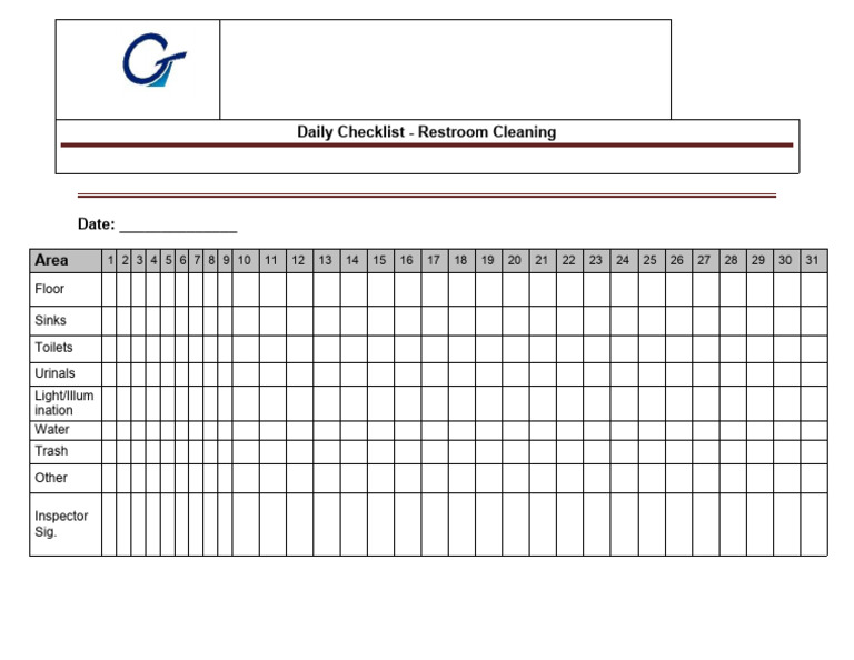 Daily Restroom Cleaning Checklist | PDF