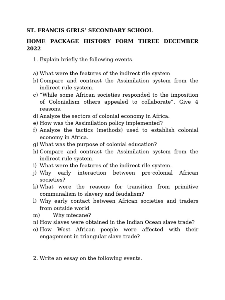 History Form Three 2023 | PDF