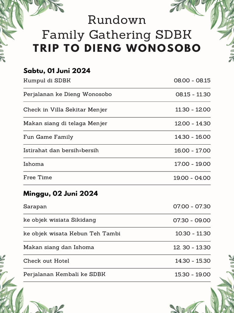 Rundown Family Gathering SDBK 2024 | PDF