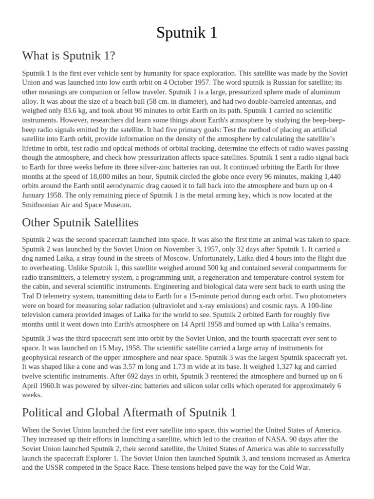 Sputnik 1 | PDF