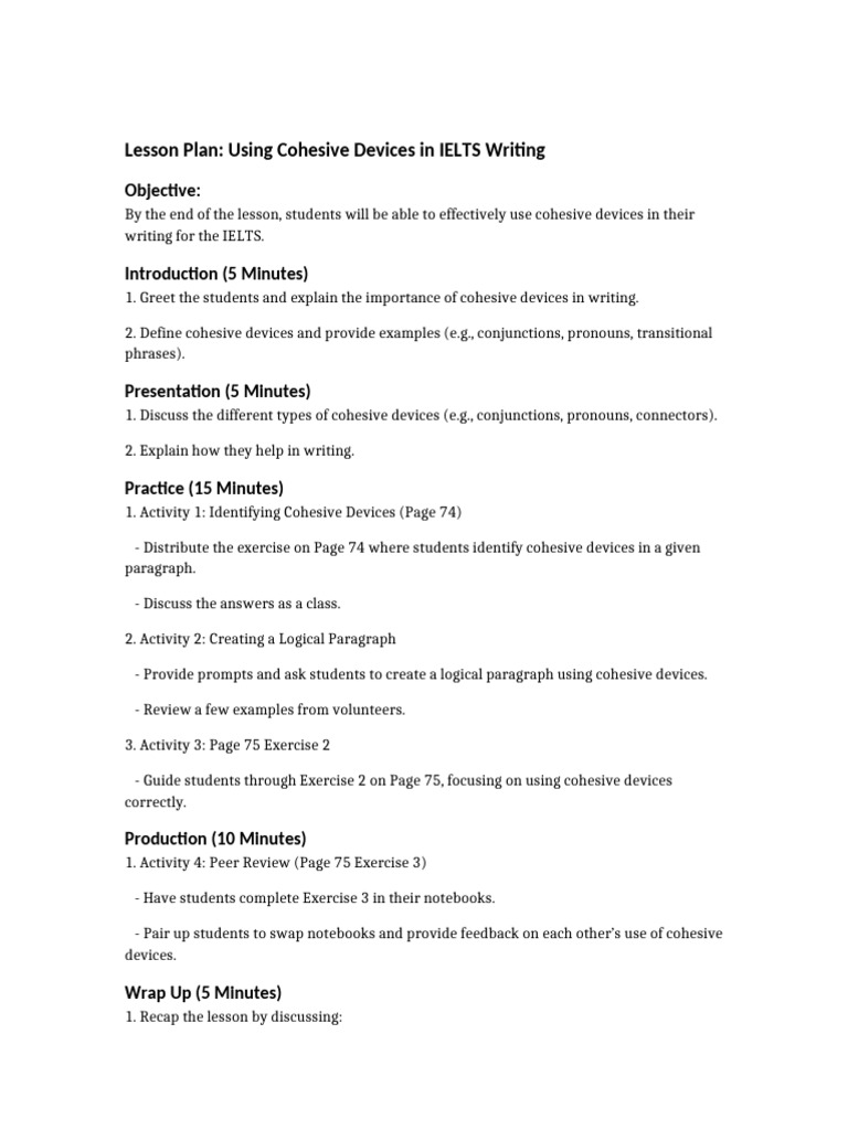 Lesson Plan Cohesive Devices | PDF