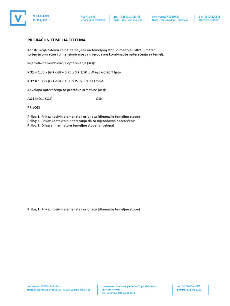 MAPA - 2 - STATIKA - Temelj Totema | PDF