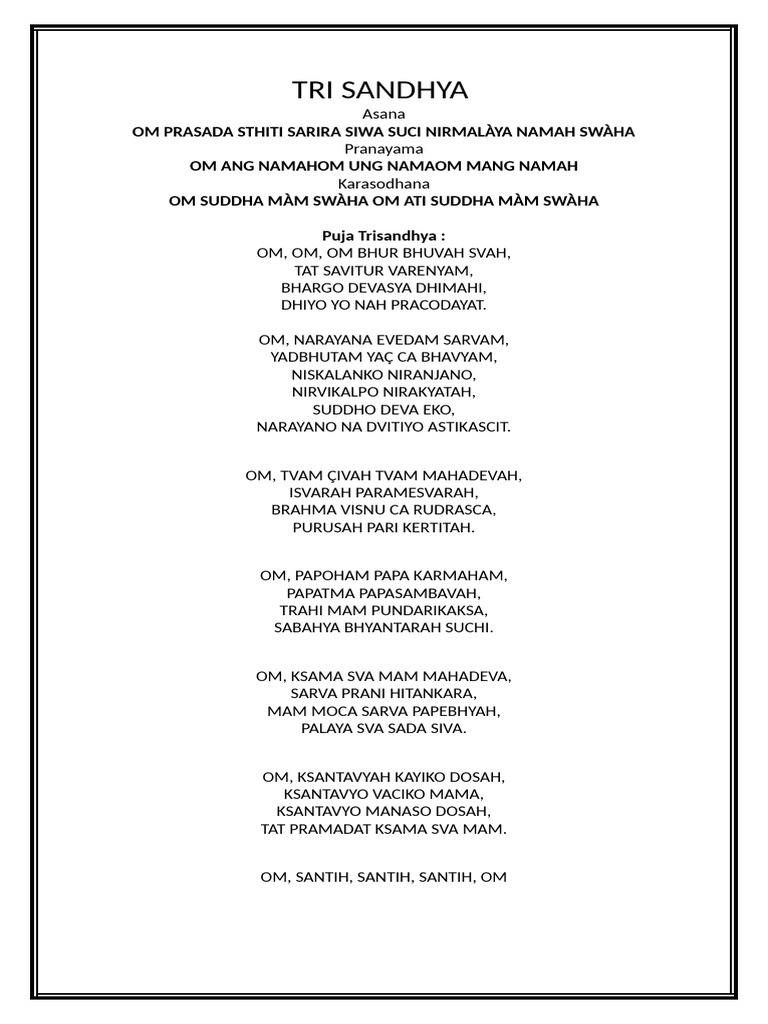 Tri Sandhya | PDF