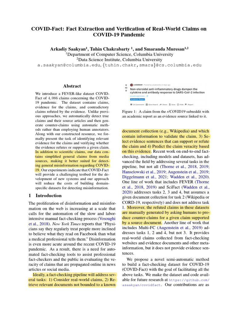Fact Extraction and Verification of Real-World Claims On | PDF