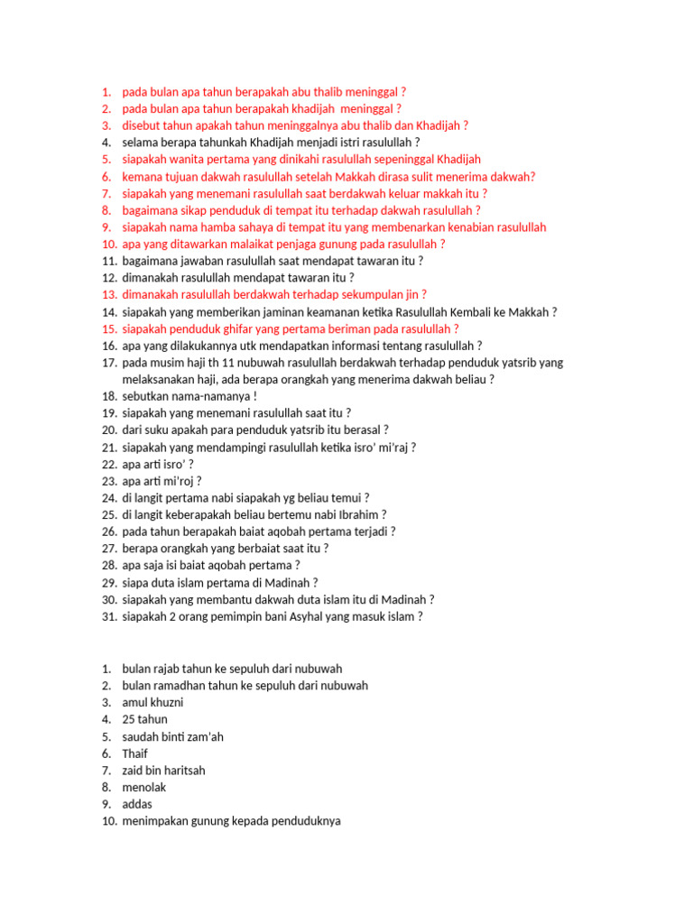 Soal Amul Huzni - Baiat Aqabah | PDF