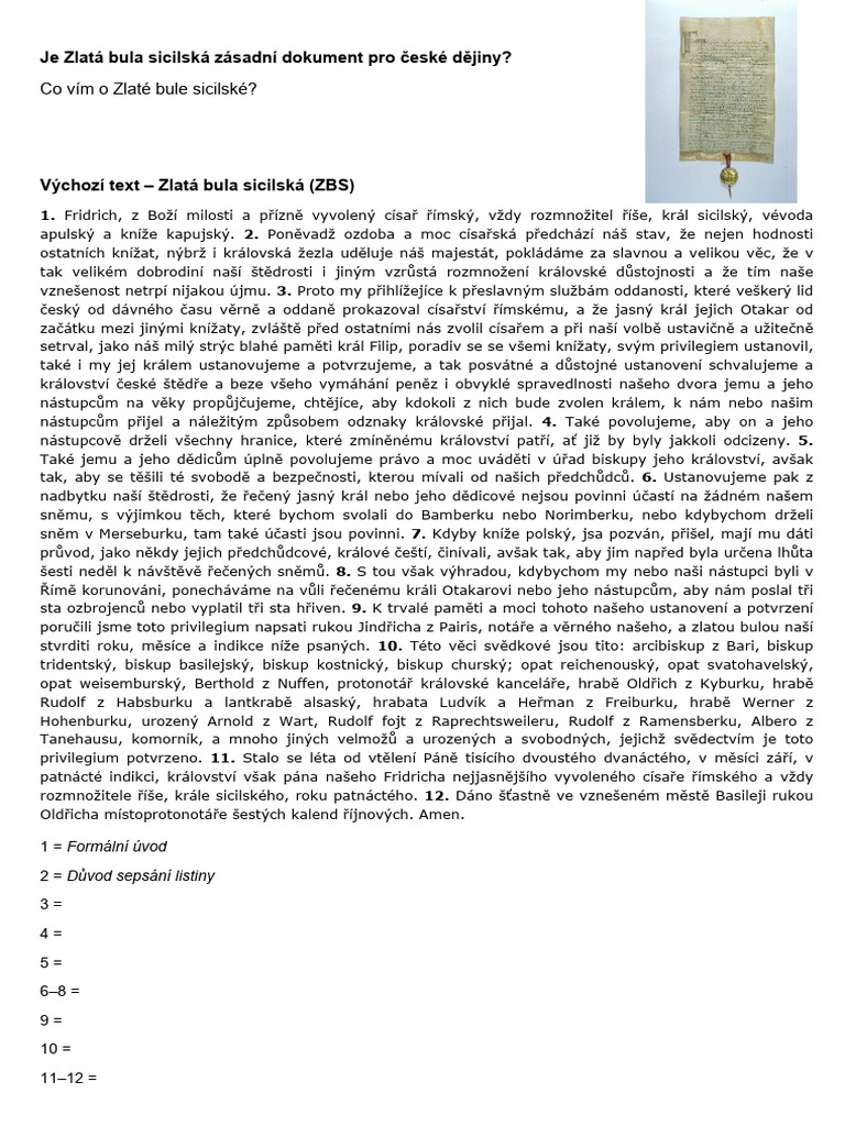Zlatá Bula Sicilská | PDF