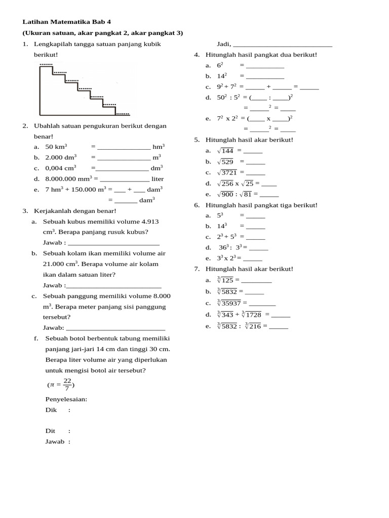 Latihan Matematika Bab 4 | PDF