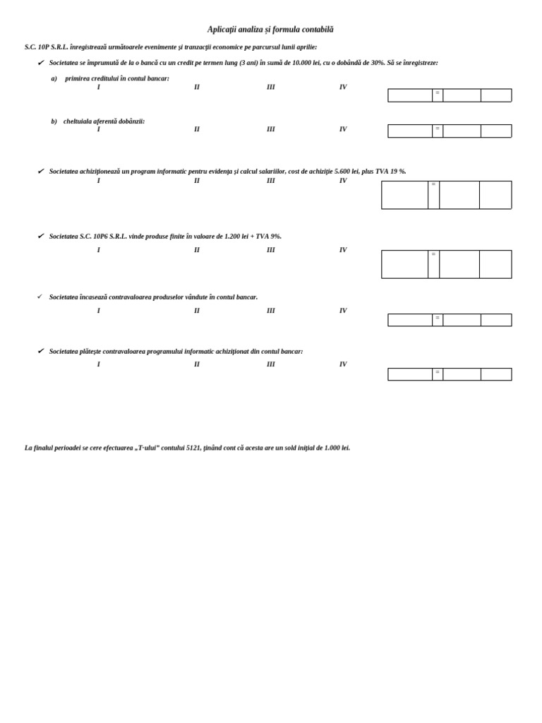 Aplicatii Analiza, Formula Si T-Ul Contului | PDF