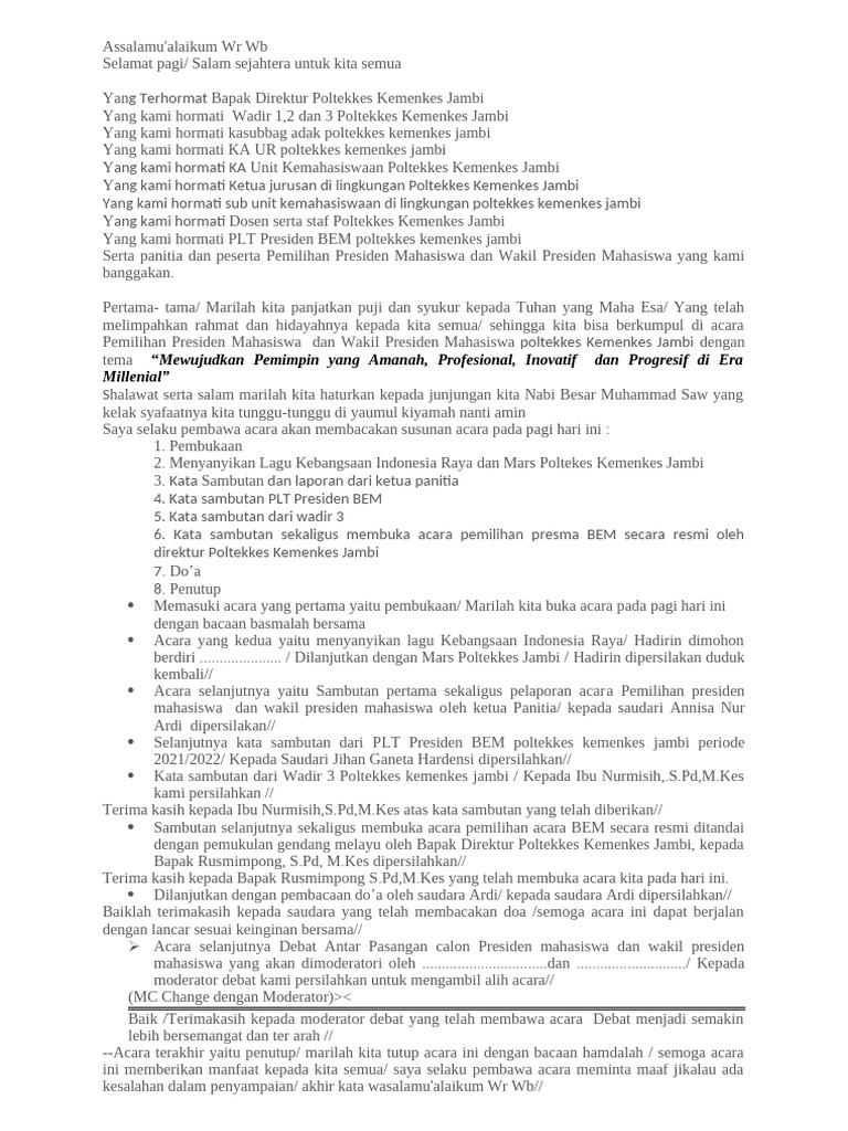 Teks - MC - Formal - Acara - Debat - Tanggal - 08 - Maret Fix | PDF