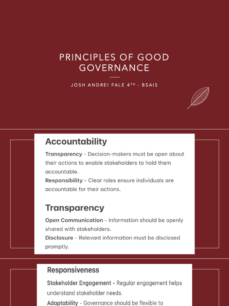 PRINCIPLES OF GOOD GOVERNANCE | PDF