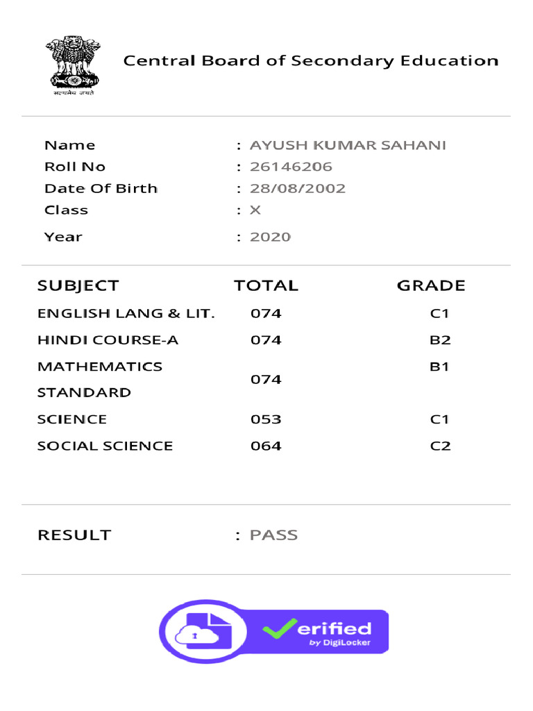10 TH Marksheet | PDF