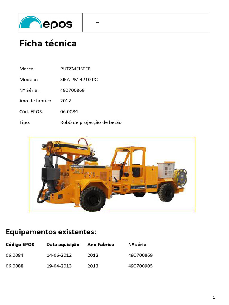 Rbp-4210-Ficha Tecnica Putzmeister PM 4210 | PDF