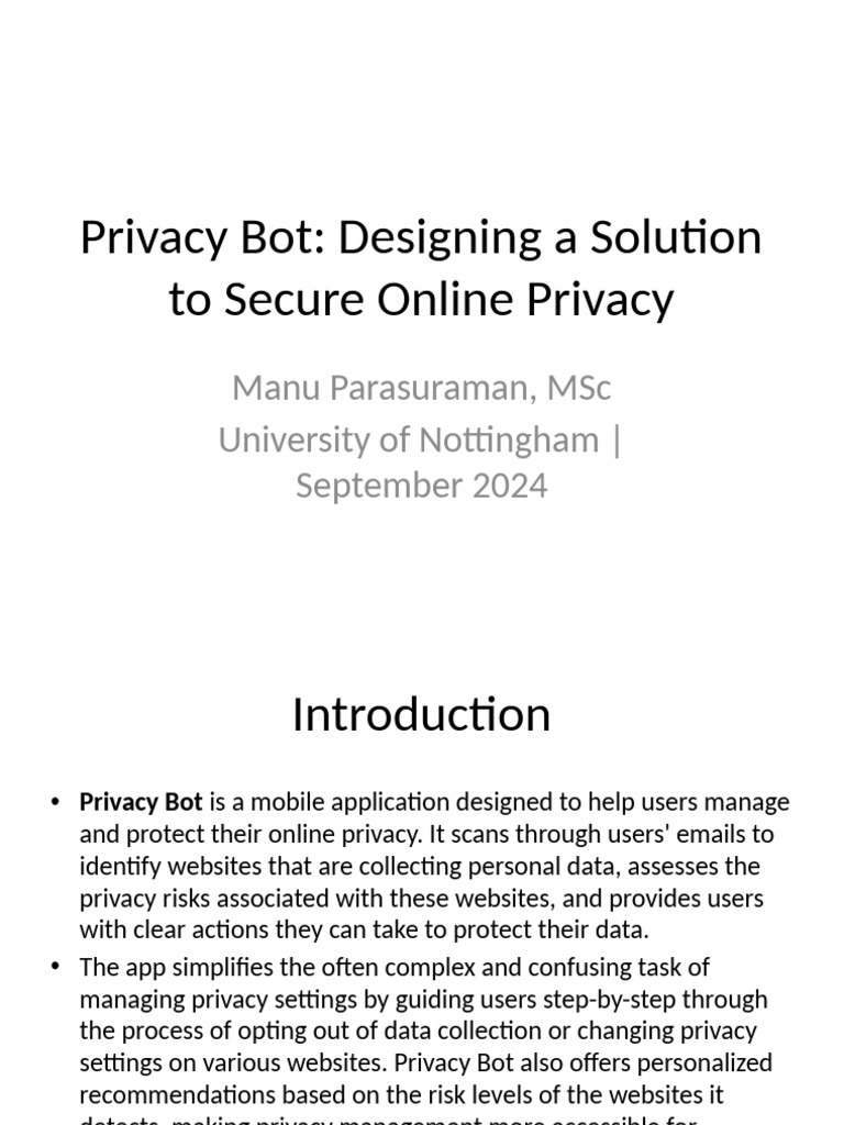 Privacy Bot Presentation | PDF