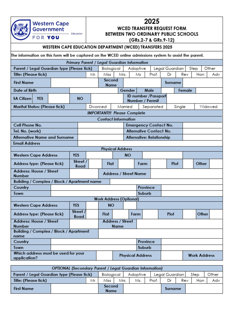 Learner Transfer Request Form 2025 Grade 2-6 9-12 ON TIME (1) | PDF