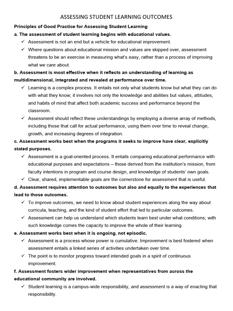 ASSESSING-STUDENT-LEARNING-OUTCOMES | PDF