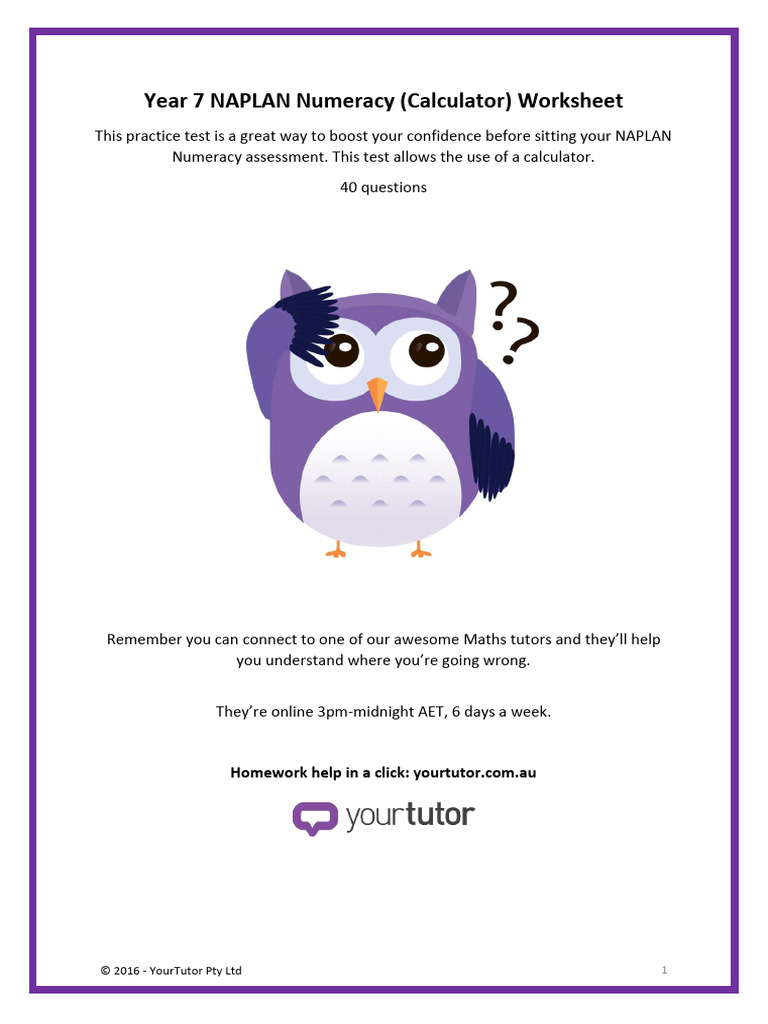 Y7 NAPLAN Calculator | PDF