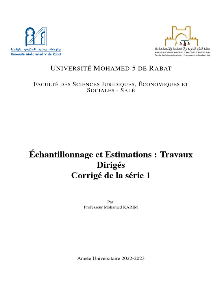 Pr KARIM Corrigé TD_2 | PDF