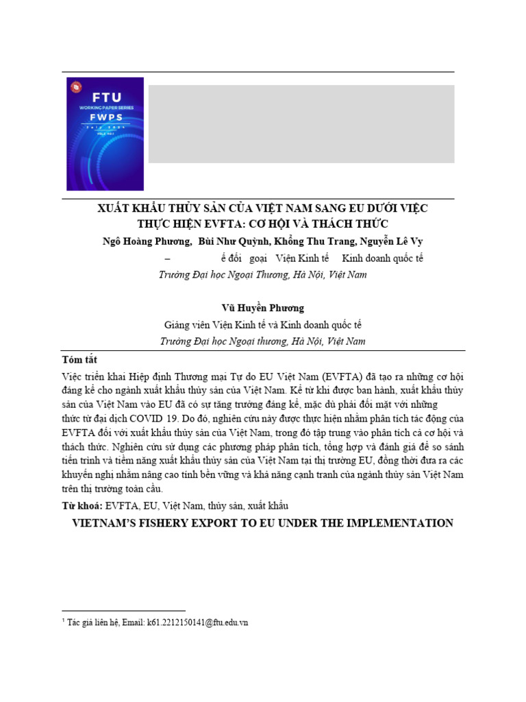 FWPS Vol 3 No 1 Paper 6 | PDF | Vietnam | European Union