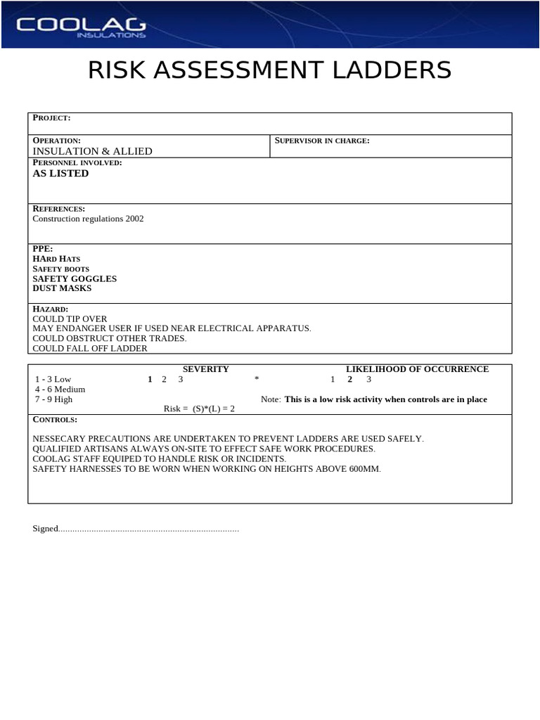 17 Risk Assessment Ladders | PDF