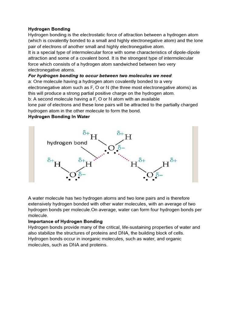 Hydrogen Bonding | PDF