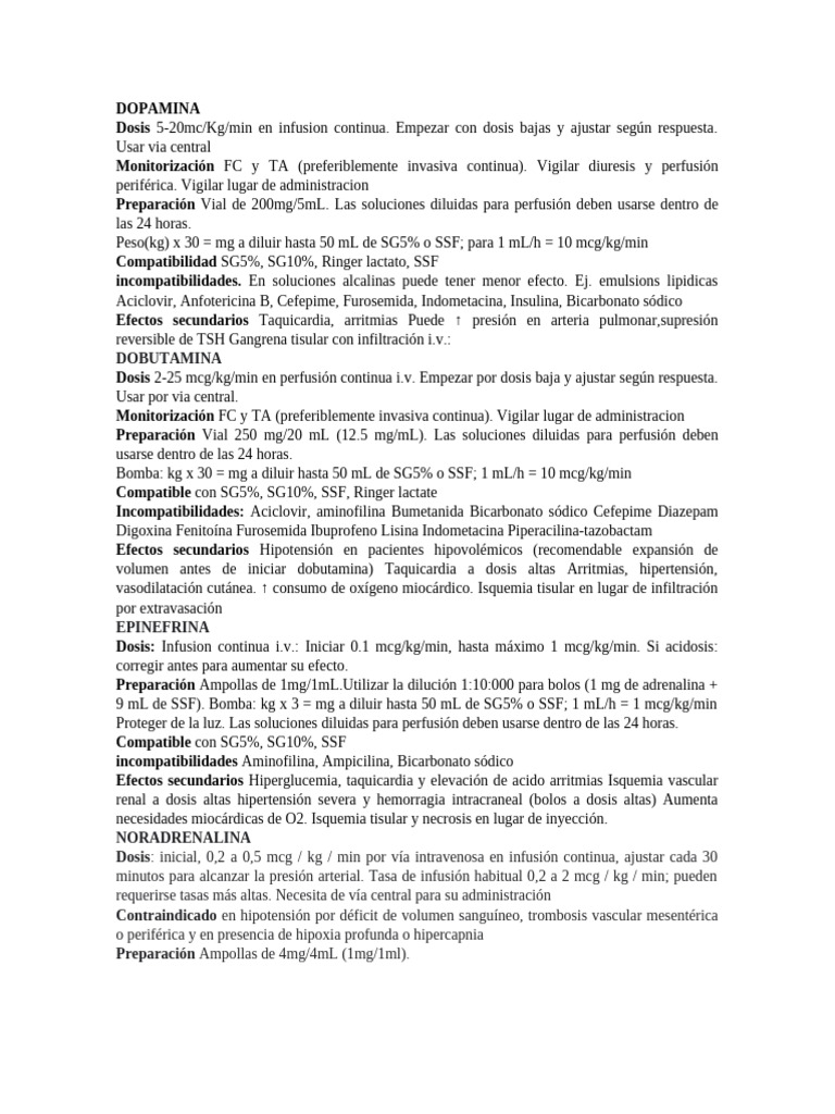 Inotropicos+ Norepi | PDF | Medicina CLINICA | Salud y bienestar