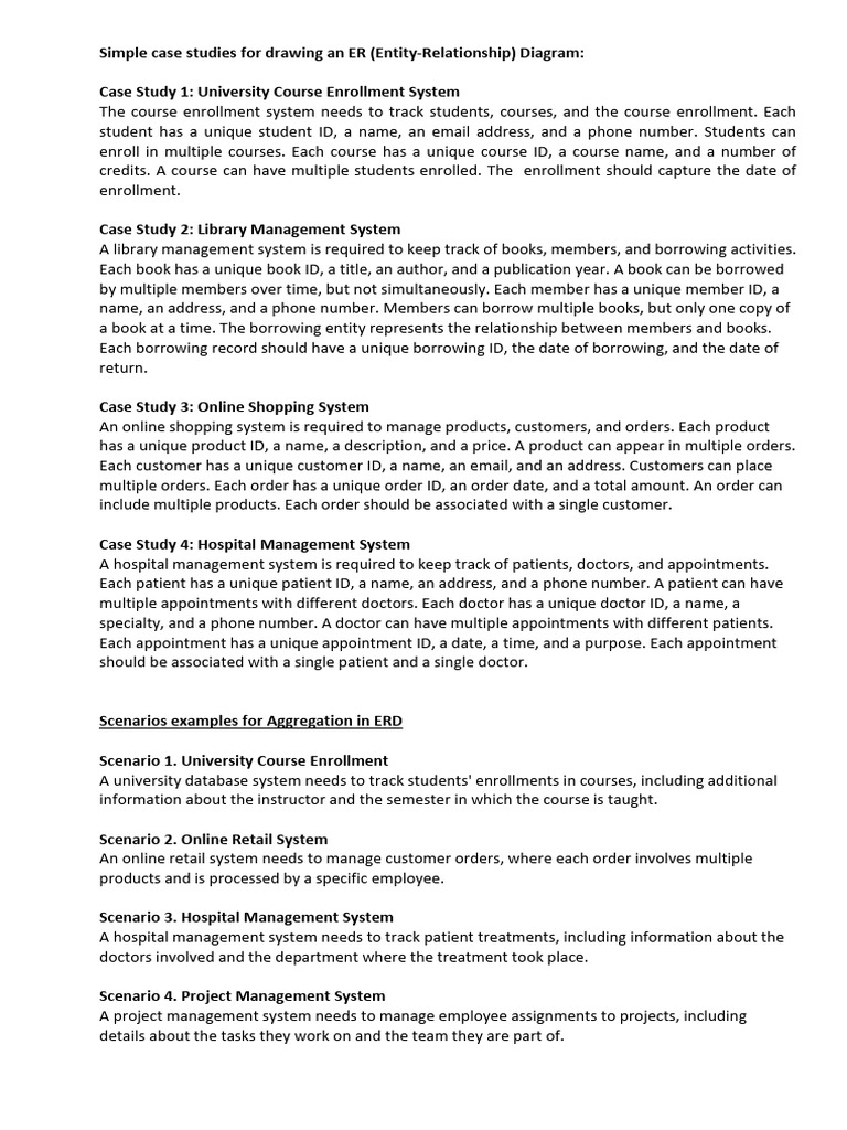 ERD Caselets Questions | PDF