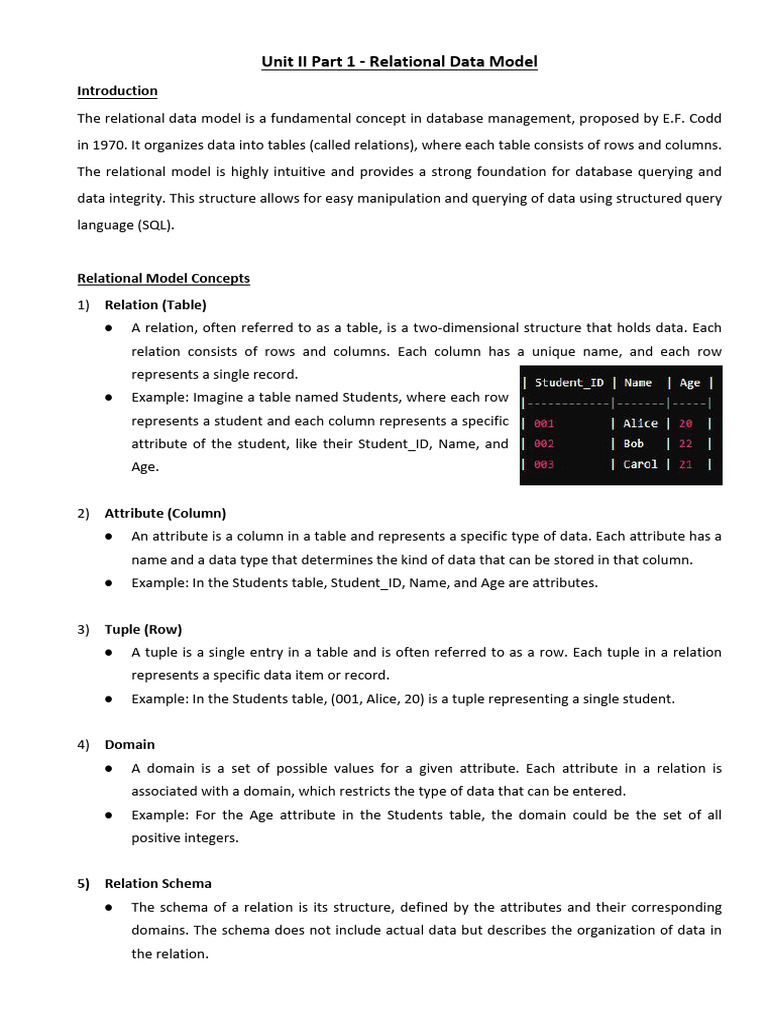 Unit 2 Part 1 - Relational Data Model | PDF