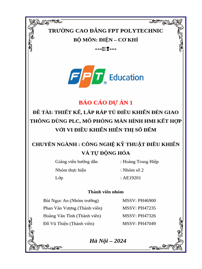 PRO1251 - Du An1 (TĐH) - Nhóm 2 | PDF