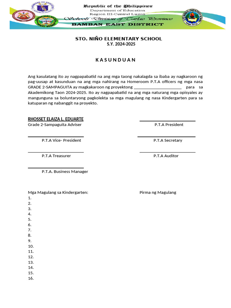 Kasunduan PTA PROJECT | PDF