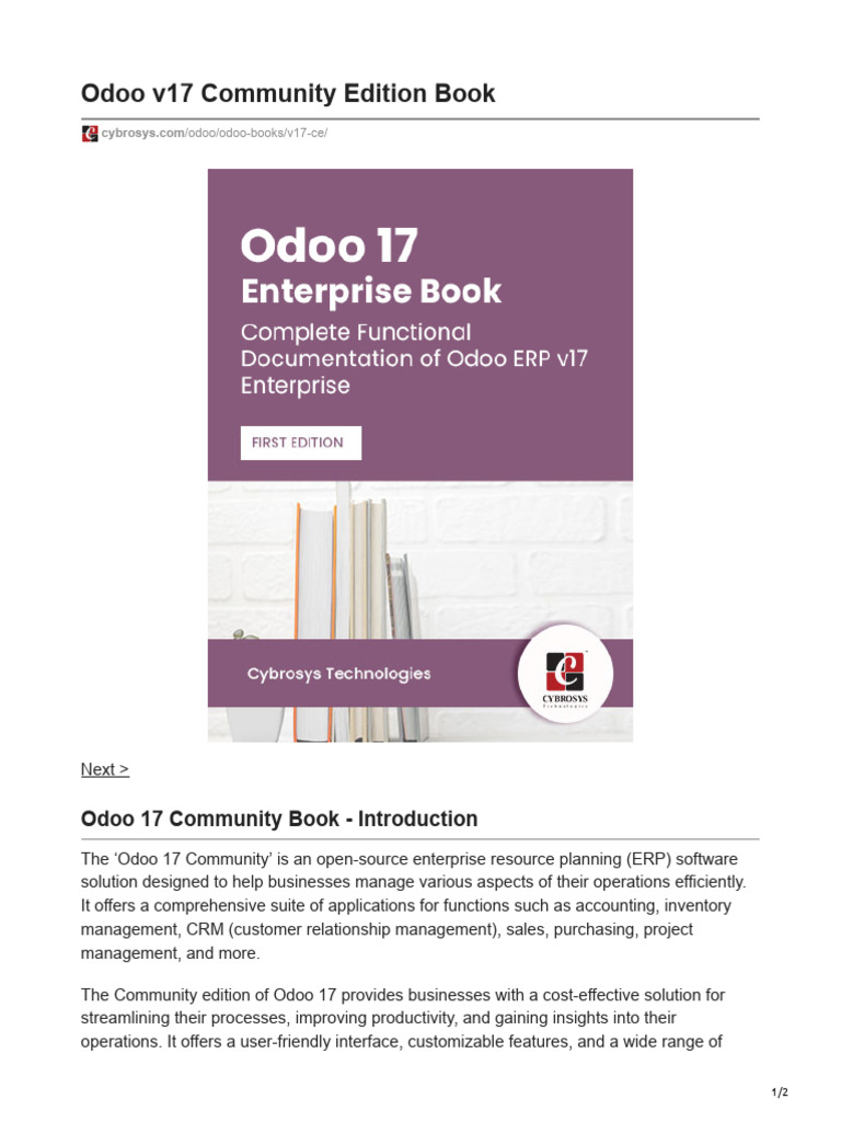 Odoo v17 Community Edition Book | PDF