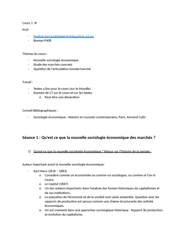 Cours 1 Socio-Éco, Adam | PDF