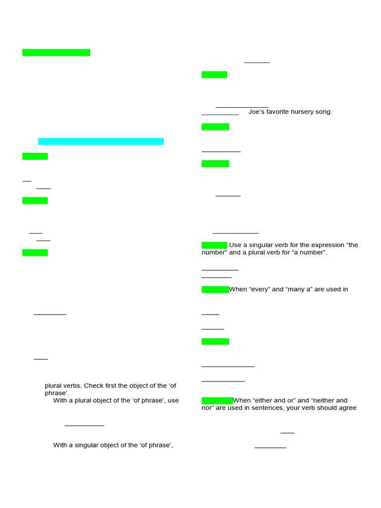 Lesson 3 Review On Structure of English Sva | PDF | Grammatical Number ...