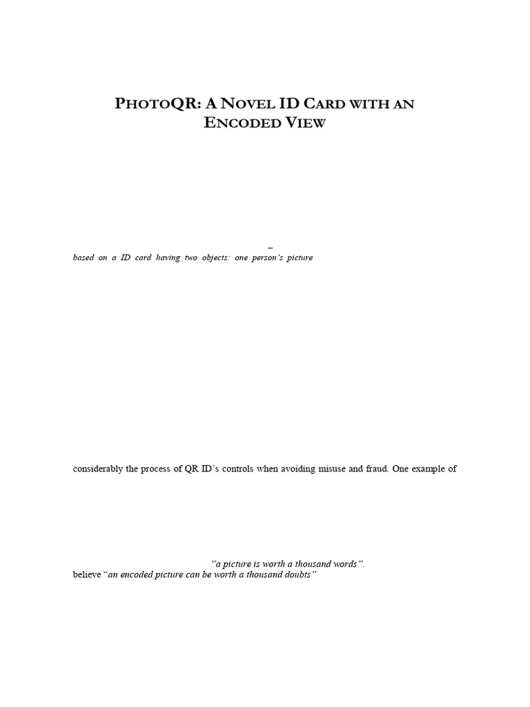 Photoqr: A Novel Id Card With An Encoded View | PDF | Qr Code | Business