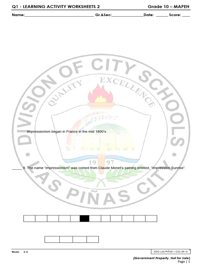 Q1 G10 Mapeh Law 2 | PDF