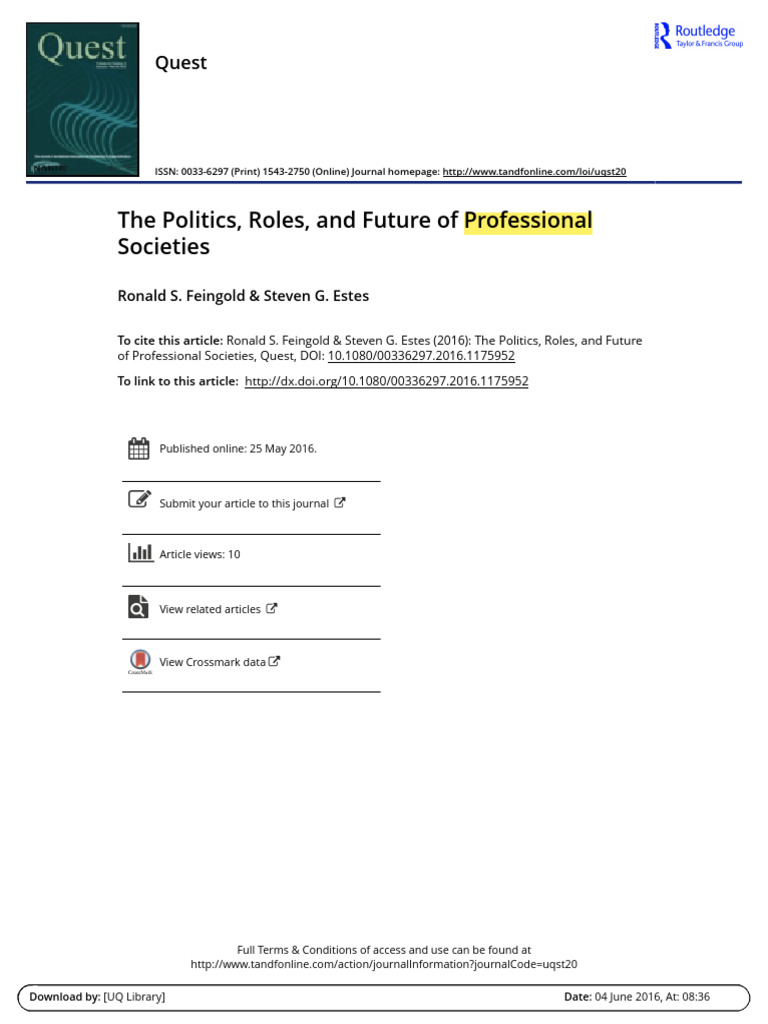 Feingold - 2016 - Roles and Future of Professional | PDF